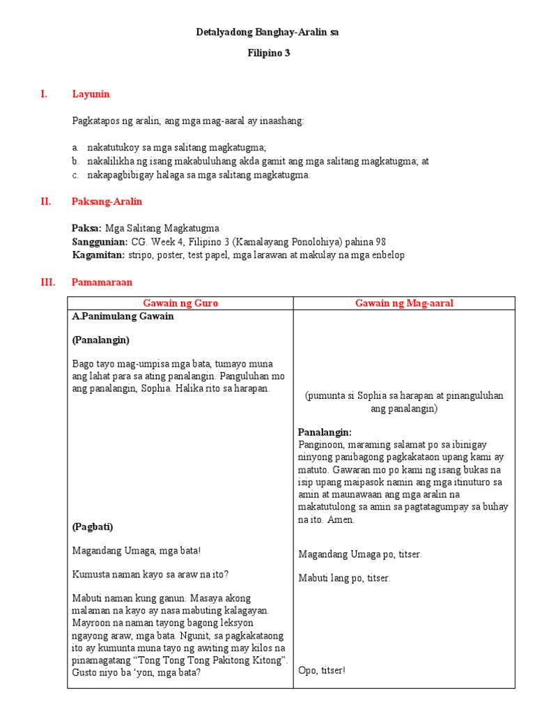 Filipino 3 Detailed Lesson Plan | PDF
