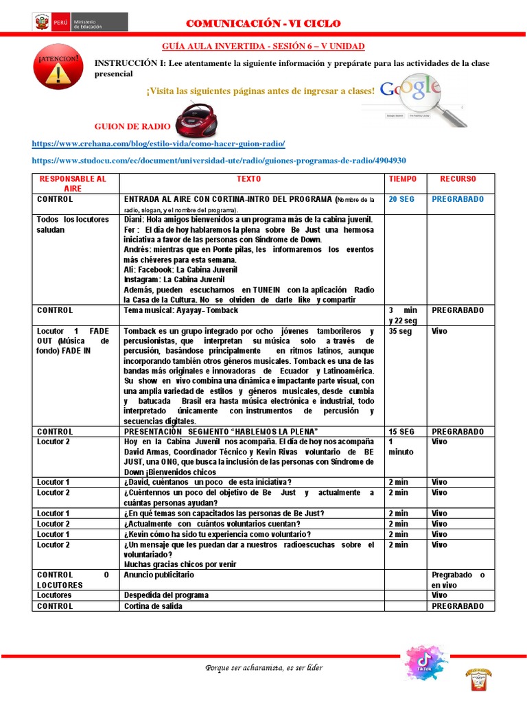 Guía Aula Invertida: Comunicación VI | PDF | Dormir | Adolescencia