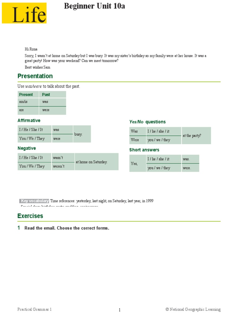 Beginner Unit 10a | PDF | Linguistics