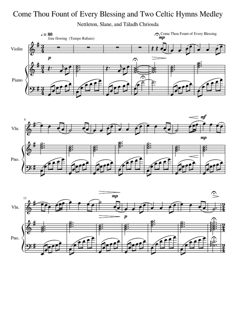 Come Thou Fount of Every Blessing and Two Celtic Hymns Medley | PDF ...
