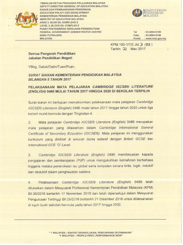 Surat Siaran KPM Tahun 2017 Bil. 5 | PDF Surat Siaran KPM Tahun 2017 Bil. 5 | PDF