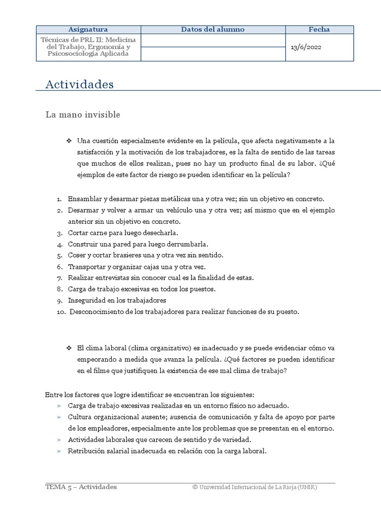 Actividad La Mano Invisible | PDF | Factores humanos y ergonomía