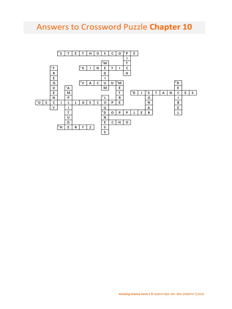 Answers To Crossword Puzzle Chapter 10 | PDF