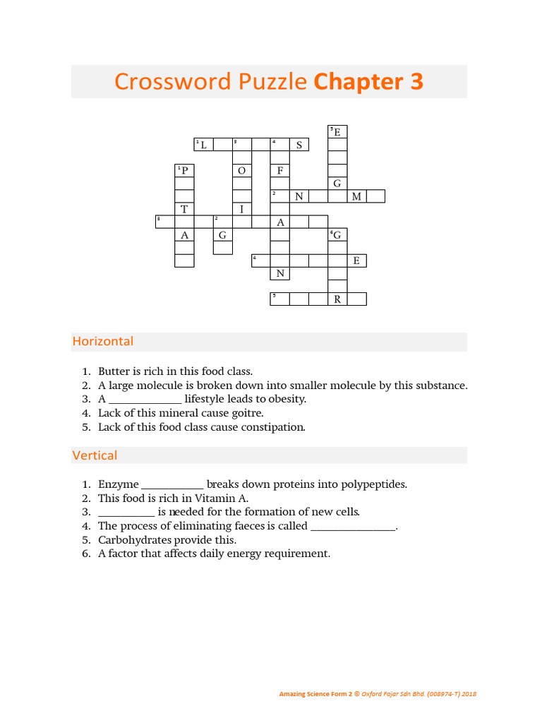Crossword Puzzle Chapter 3 | PDF