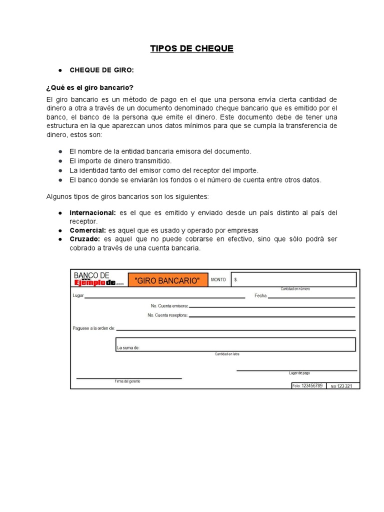 Tipos de Cheque | PDF | Bancos | Cheque