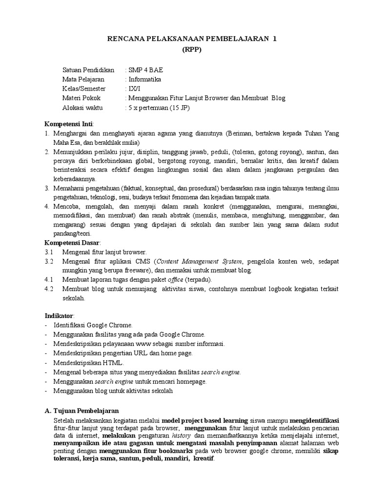 RPP 2022-2023 SMT 1 - Informatika 9 - Giyanto | PDF | Karier ...