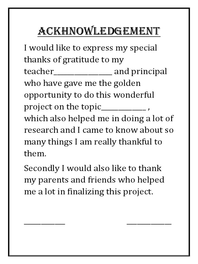 Project Acknowledgement Note | PDF