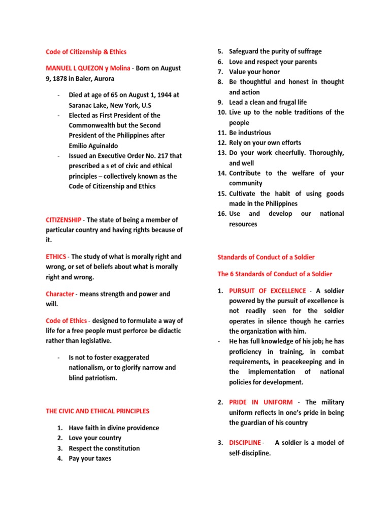 Code of Citizenship and Ethics Overview | PDF | Bail | Habeas Corpus