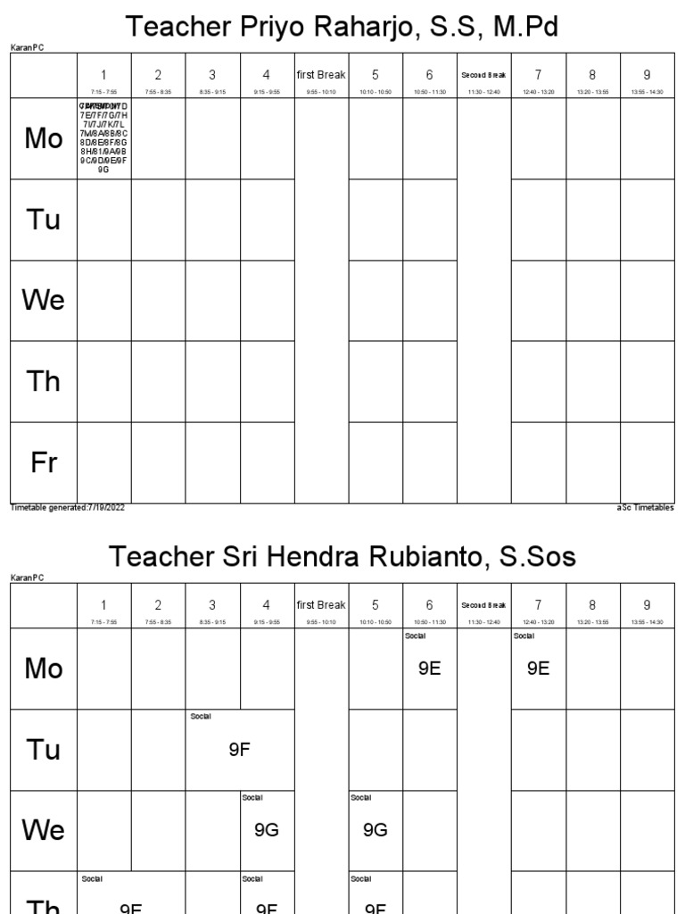 School Timetable Overview | PDF