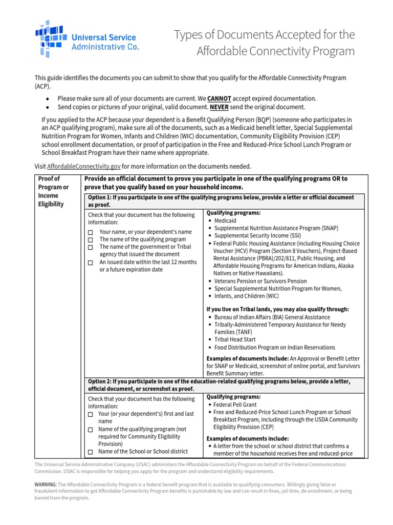 ACP Acceptable Documentation Guide English | PDF | Social Security ...