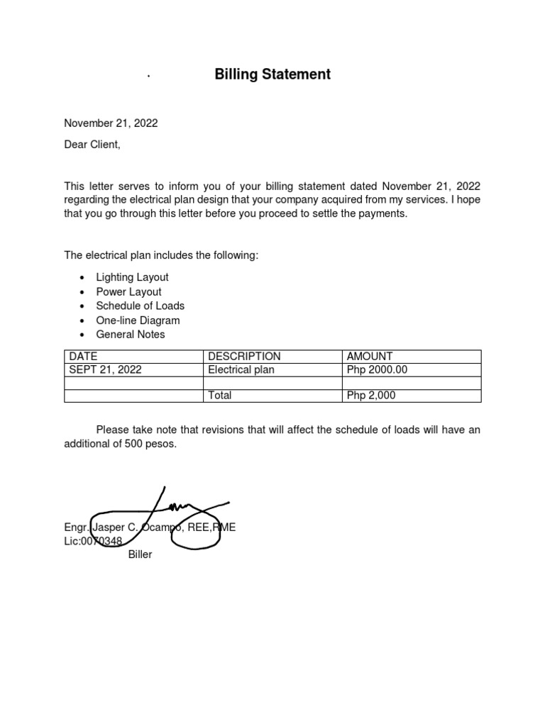 Billing-Statement Electrical | PDF
