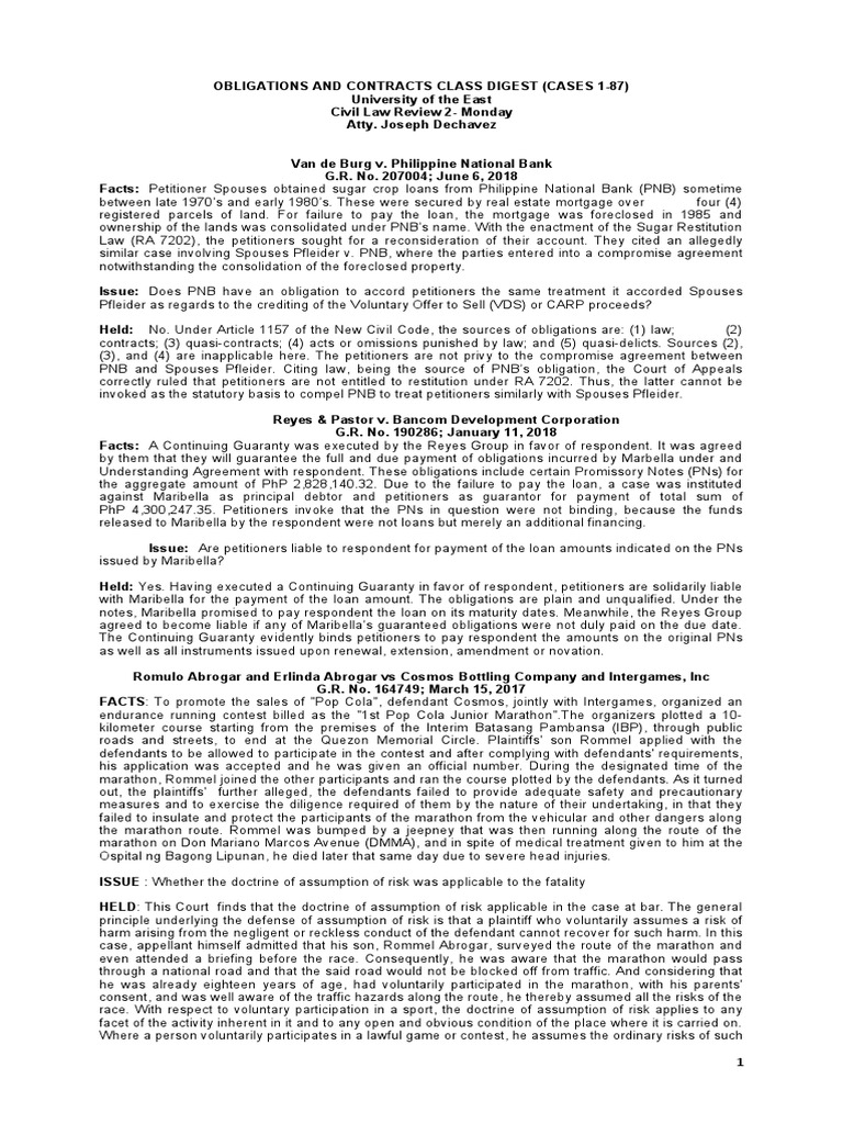 Ue Civrev 2 Oblicon Cases Compiled | PDF | Guarantee | Negligence