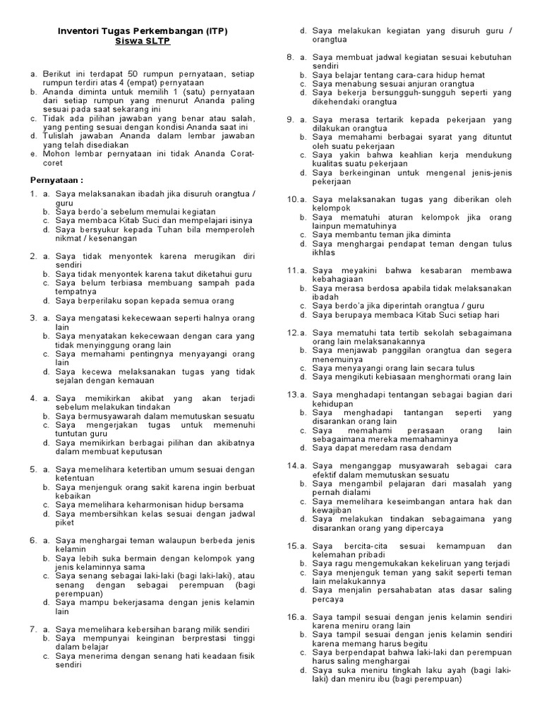 Inventori Tugas Perkembangan | PDF