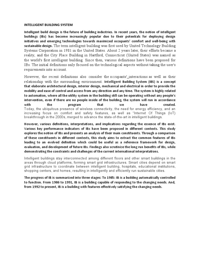Intelligent Building System | PDF | Building Automation | Internet Of ...