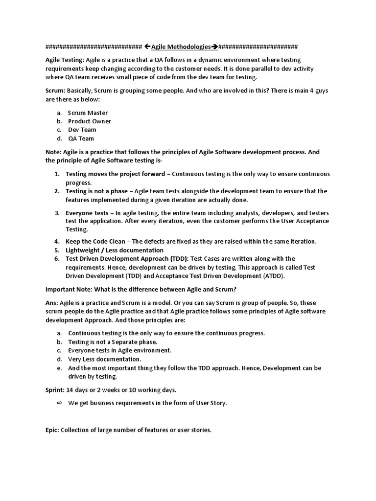 Agile Methodologies Interview Questions | PDF | Scrum (Software Development) | Agile Software ...