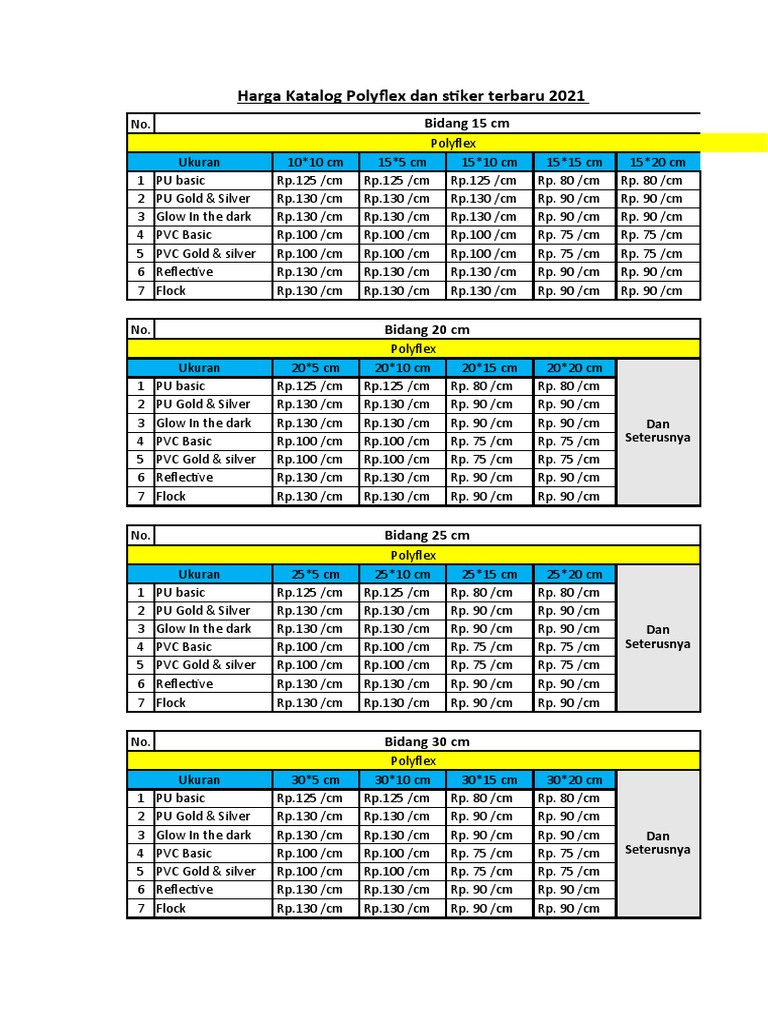 Katalog Harga Polyflex | PDF