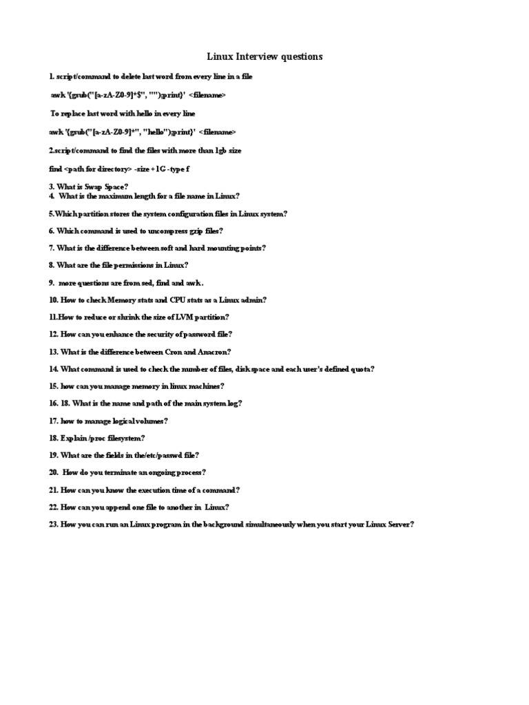 1 Linux Interview Questions | PDF