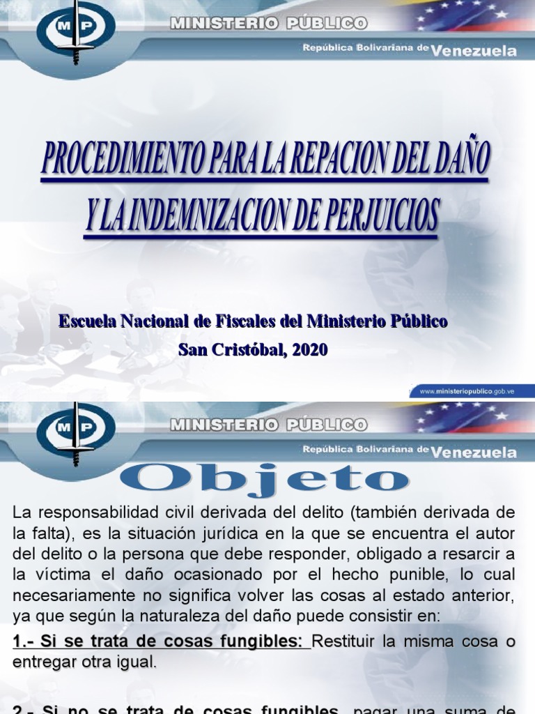 Modulo Vii Procedimiento para La Reparacion Del Daño y La Indemizacion de Perjuicios | PDF ...