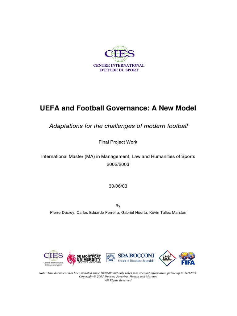 UEFA and Football Governance A New Model | PDF | Sports | Fifa