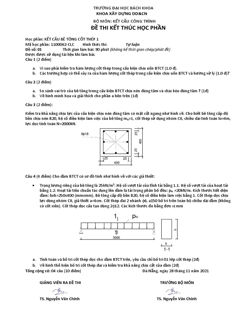 De 01 Cuoi Ky BTCT Phan Co Ban CLC HK1 21 22 | PDF