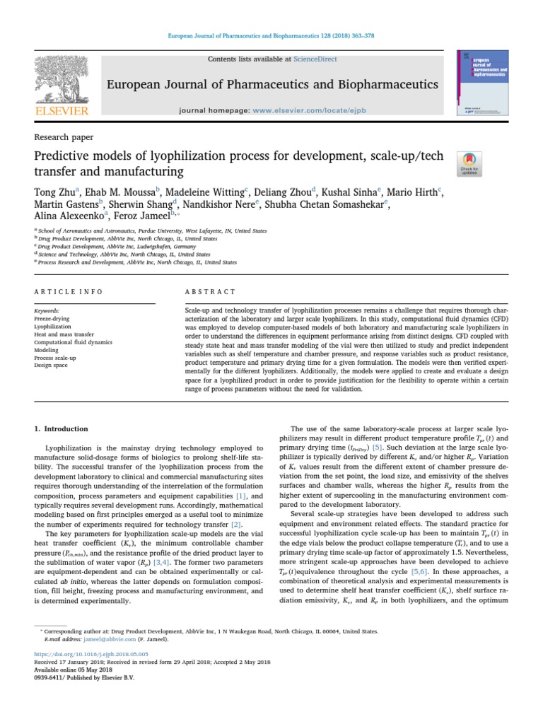 Predictive Models of Lyophilization Process For Development | PDF ...