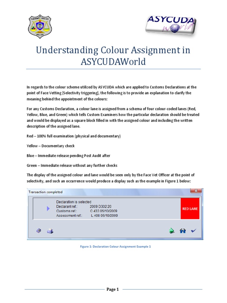Understanding Colour Assignment in ASYCUDAWorld | PDF | Customs