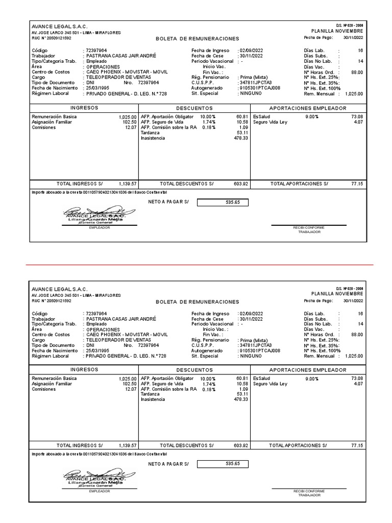 Pastrana Casas Jair André Boleta | PDF