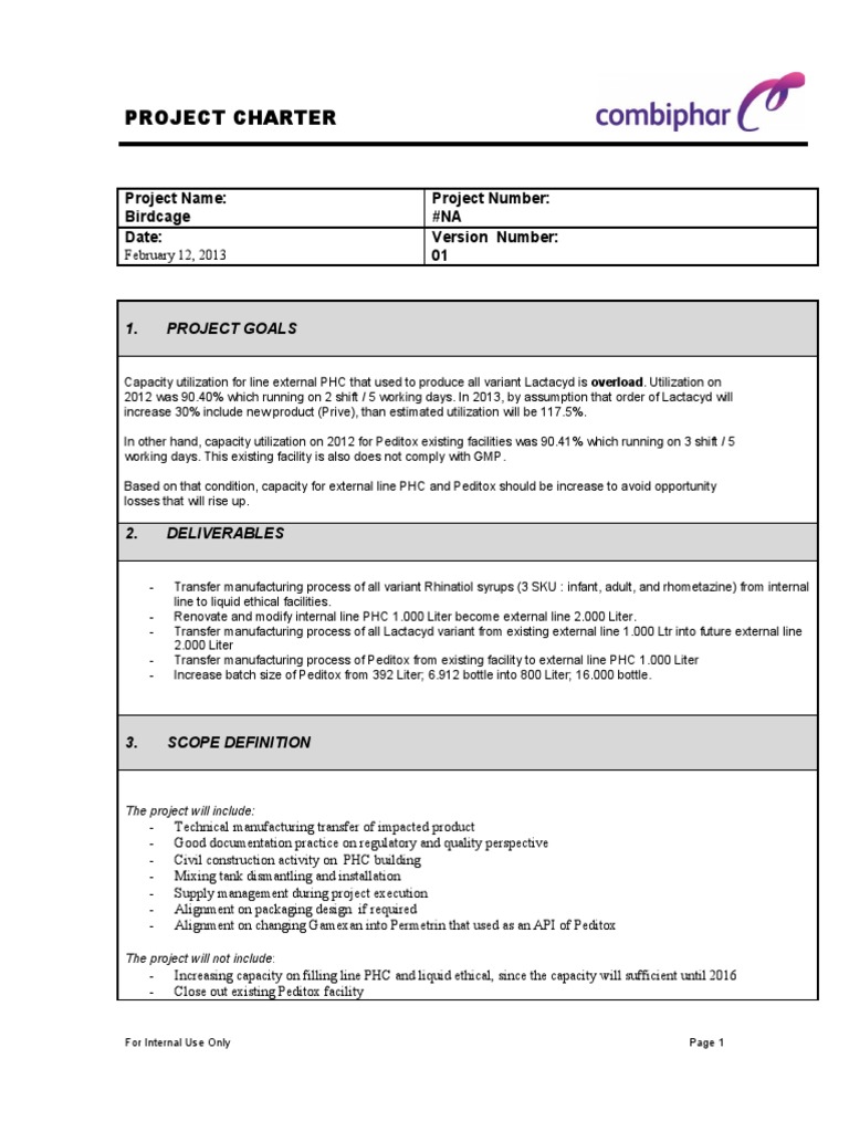 Birdcage Project - Project Charter | PDF | Business | Economies