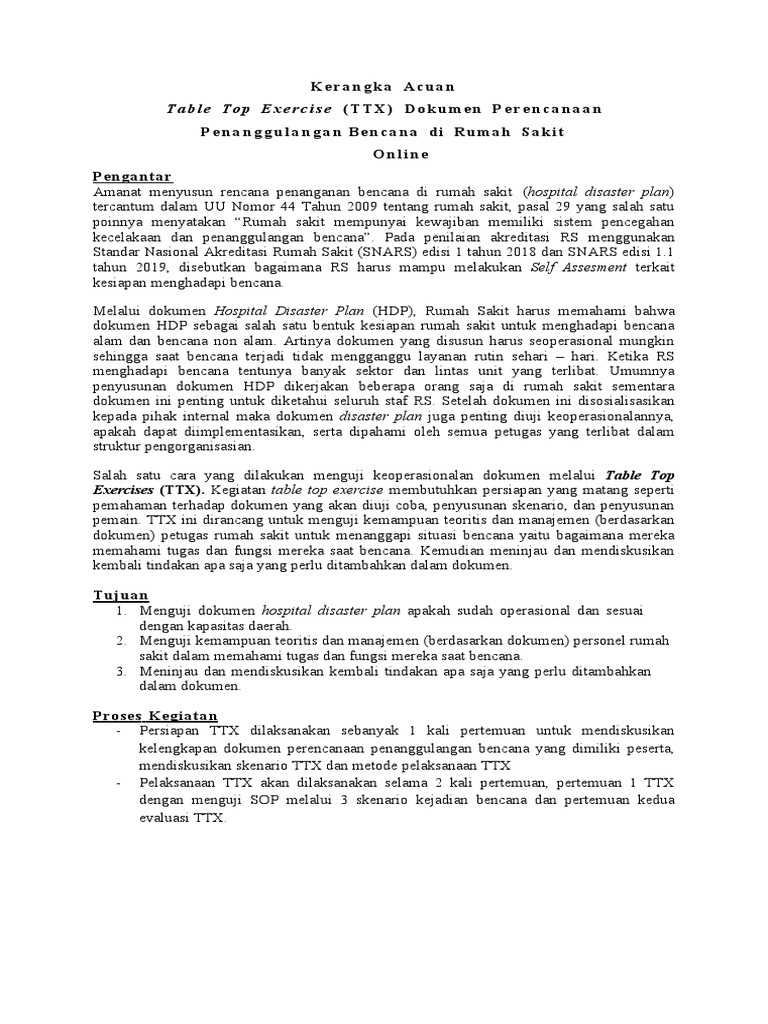 TOR TTX Online (Untuk Peserta Dan Evaluator) | PDF