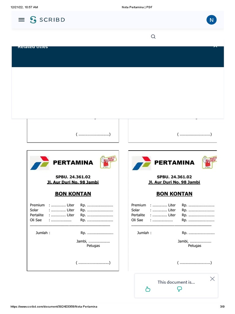 Nota Pertamina - PDF | PDF | Teknologi & Rekayasa