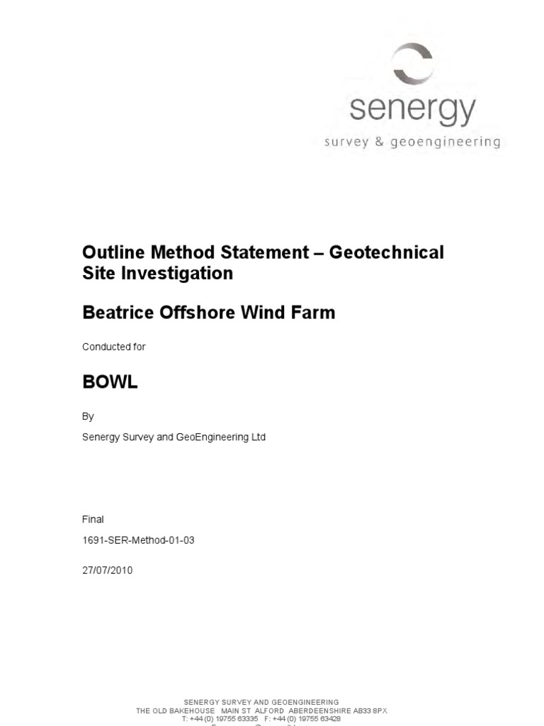 Geotechnical Survey Method Statement | PDF | Borehole | Geotechnical ...