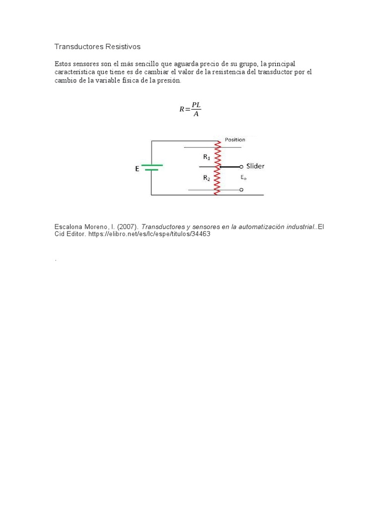 Transductores Resistivos | PDF | Ciencia y matemáticas