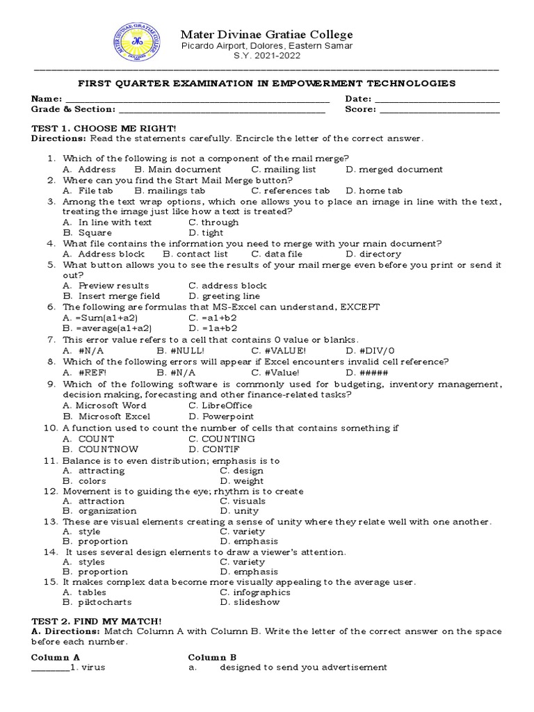 First Quarter Summative Exam | PDF | World Wide Web | Internet & Web