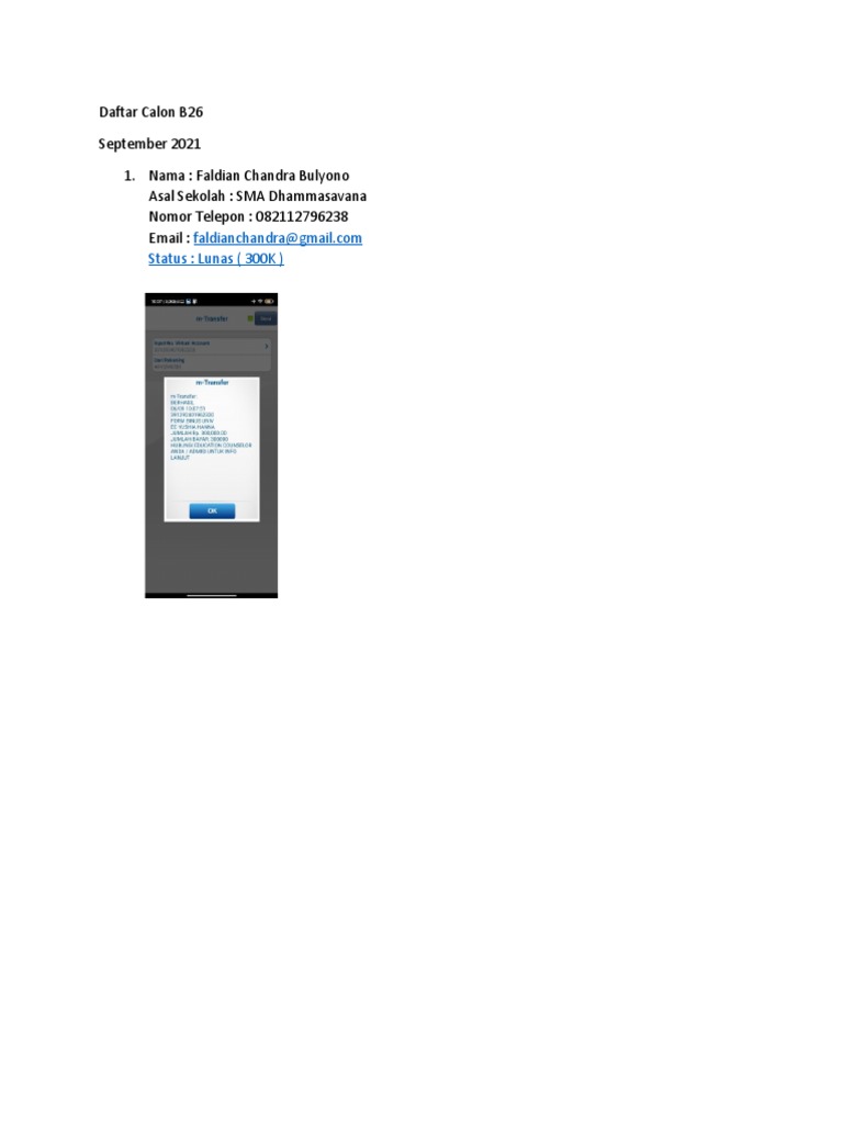Daftar Calon B26 - Faldian | PDF