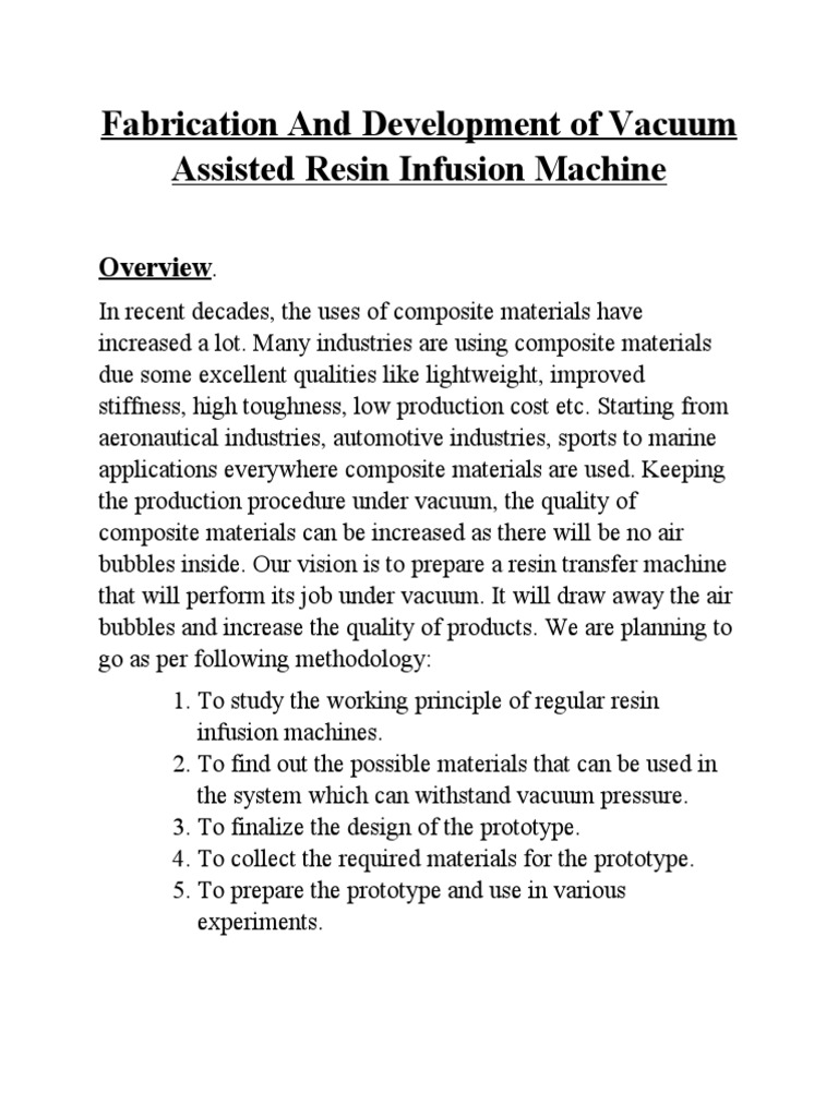 Fabrication and Development of Vacuum Assisted Resin Infusion Machine ...