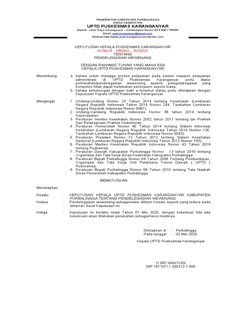 1213 SK PENDELEGASIAN WEWENANG (Setor 2) BLM | PDF