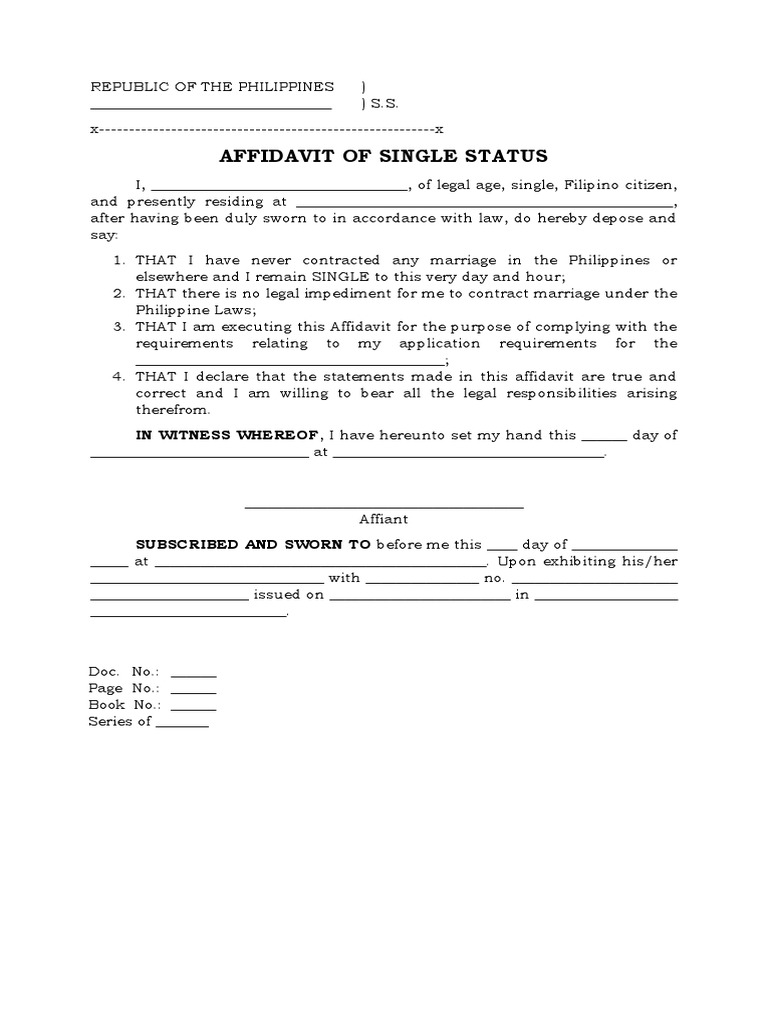 Affidavit of Single Status | PDF