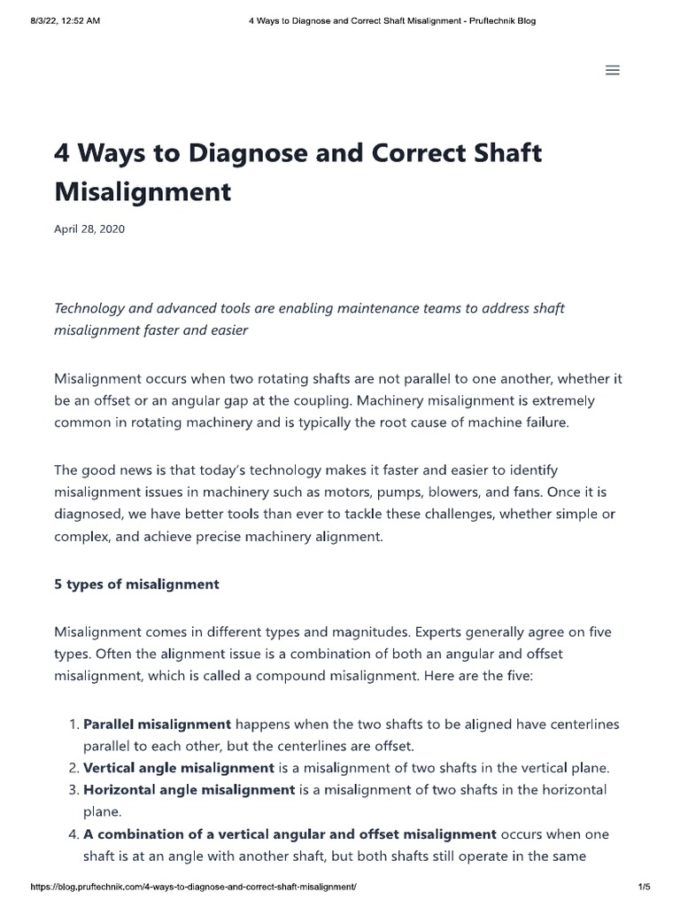 4 Ways To Diagnose and Correct Shaft Misalignment | PDF
