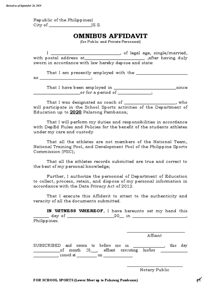 2020 Omnibus Affidavit | Download Free PDF | Affidavit | Legal Procedure