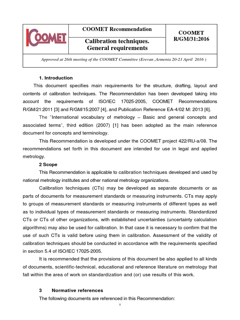 Calibration Techniques. General Requirements | PDF | Calibration | Metrology