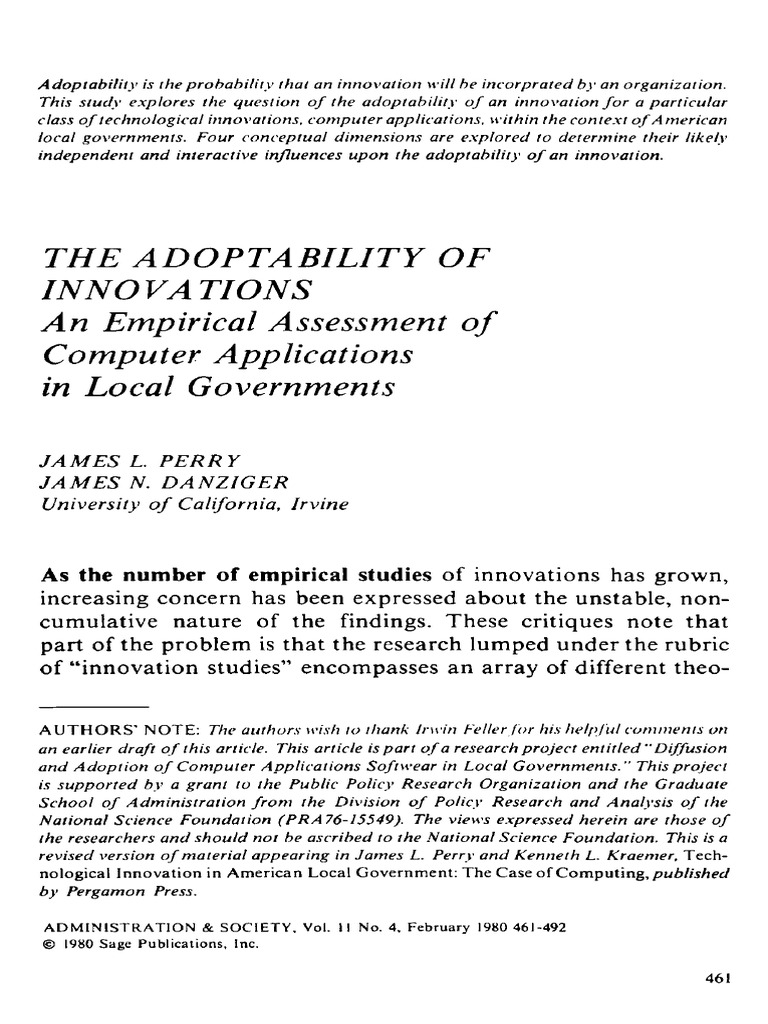 The Adoptability of Innovations | PDF | Risk | Innovation