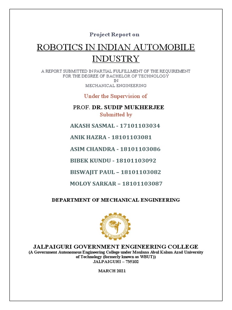 Project 1 (Final Copy) Checked | PDF | Automation | Robot
