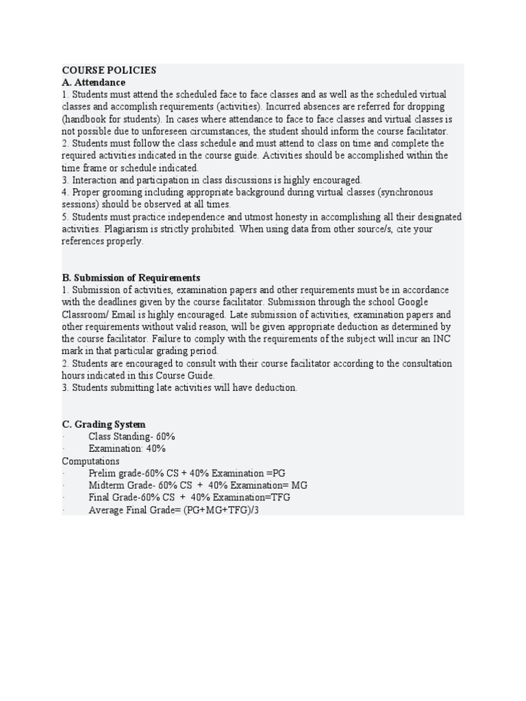 Course Policies | PDF