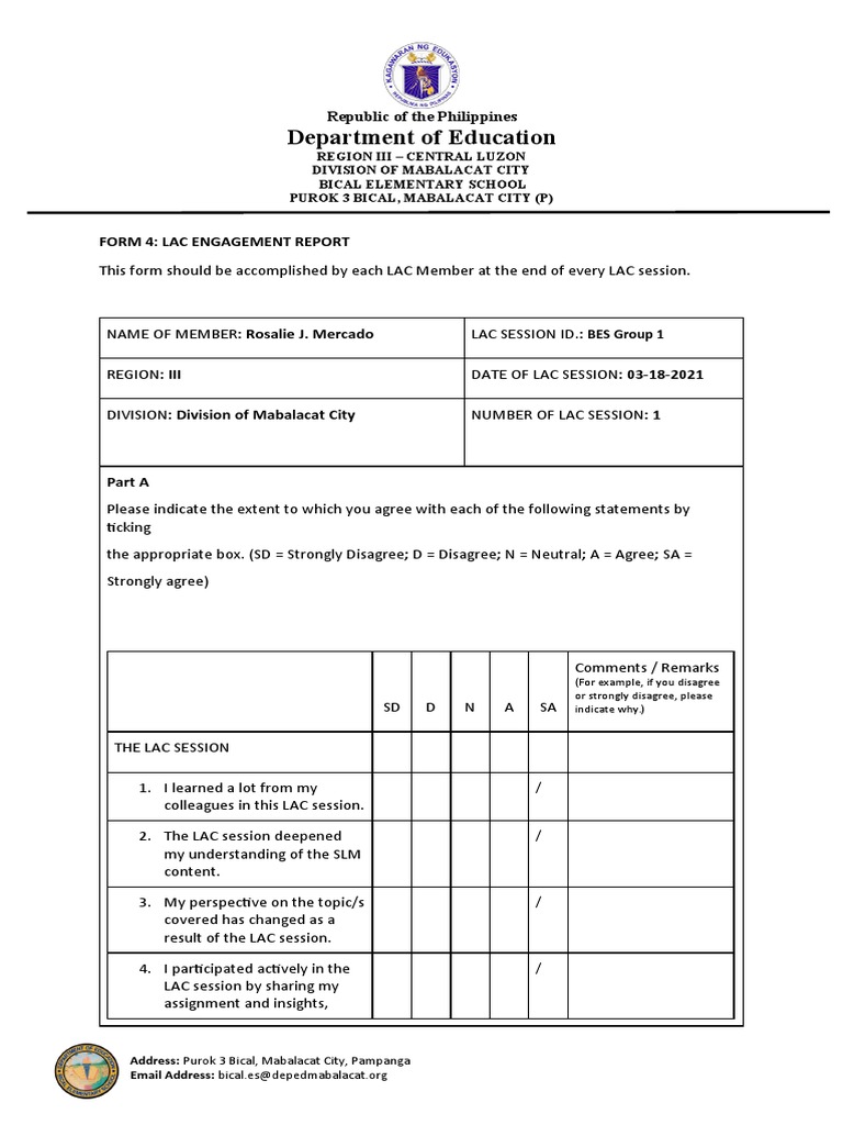 LAC Session Feedback Summary | PDF | Behavior Modification | Learning