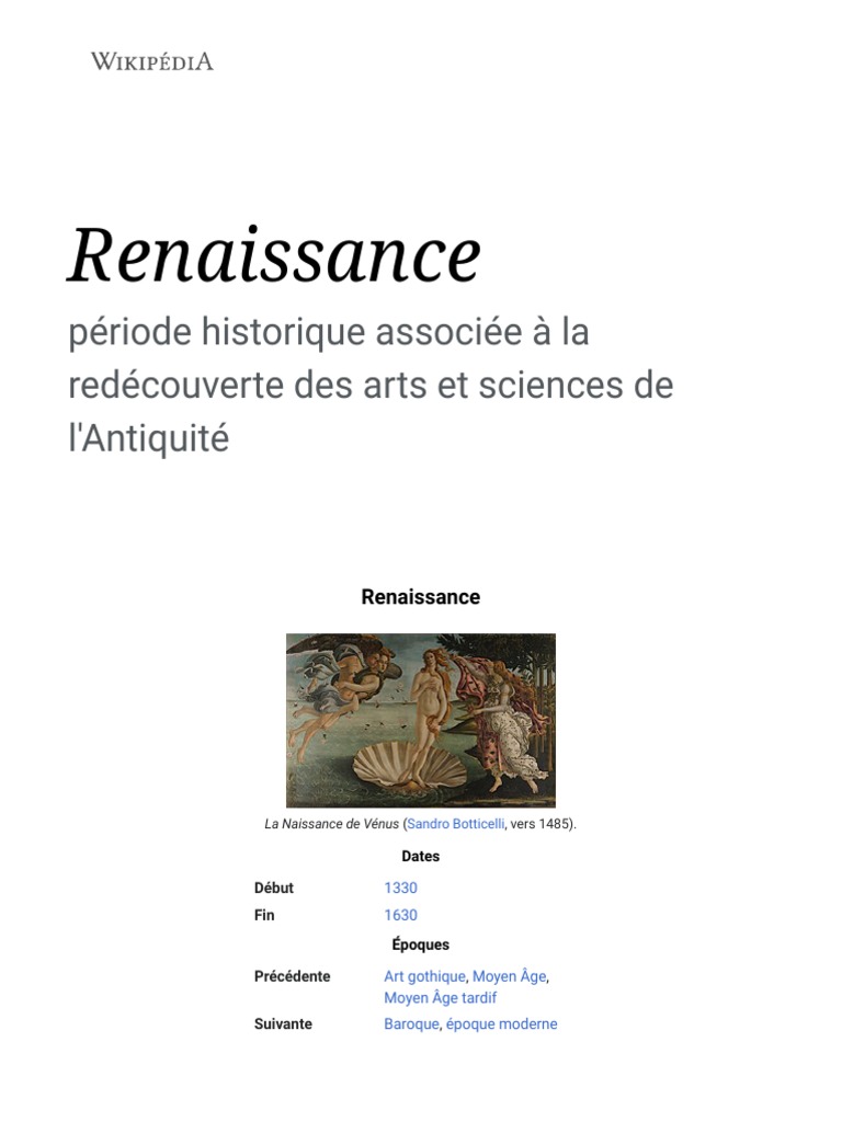Renaissance - Wikipédia | PDF | Renaissance | Bible