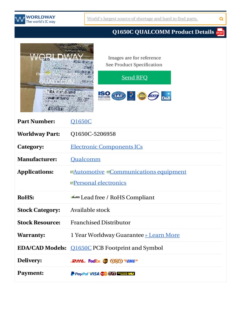 Q1650C QUALCOMM Product Details: Part Number: Worldway Part: Category ...