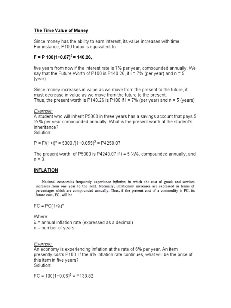 The Time Value of Money: Example | PDF | Interest | Inflation