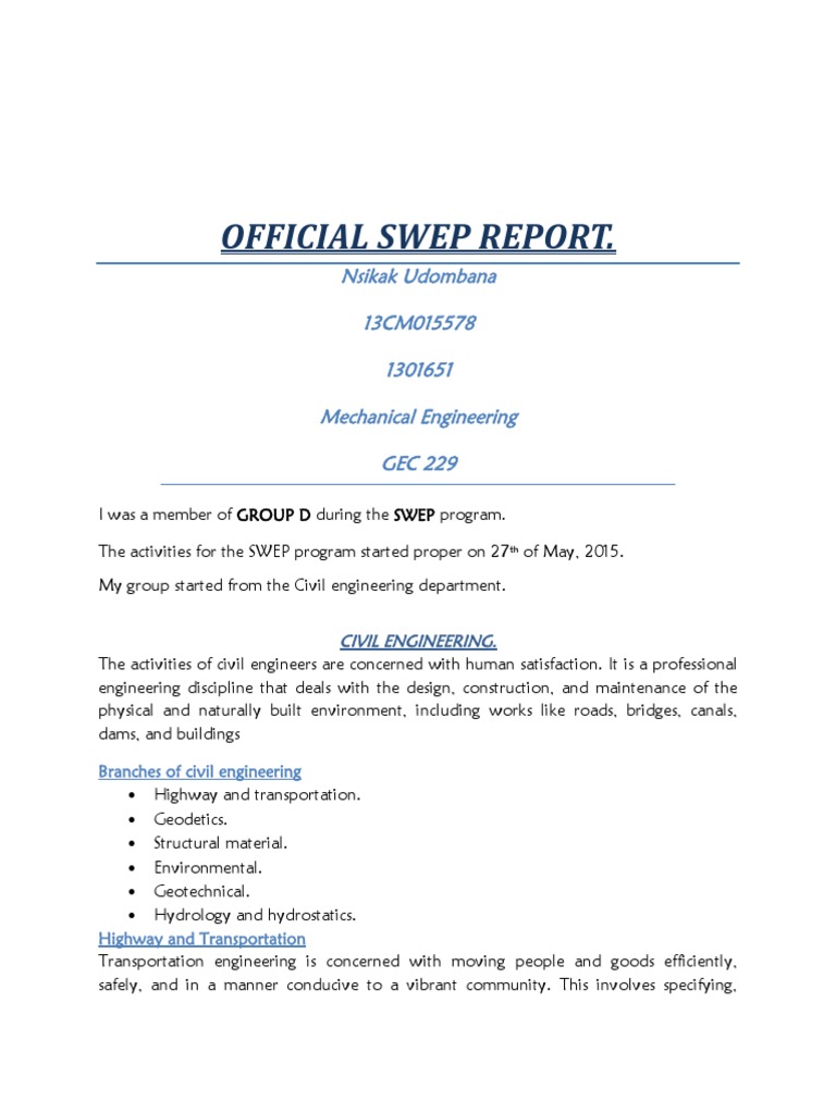 Official Swep Report | PDF | Paint | Civil Engineering