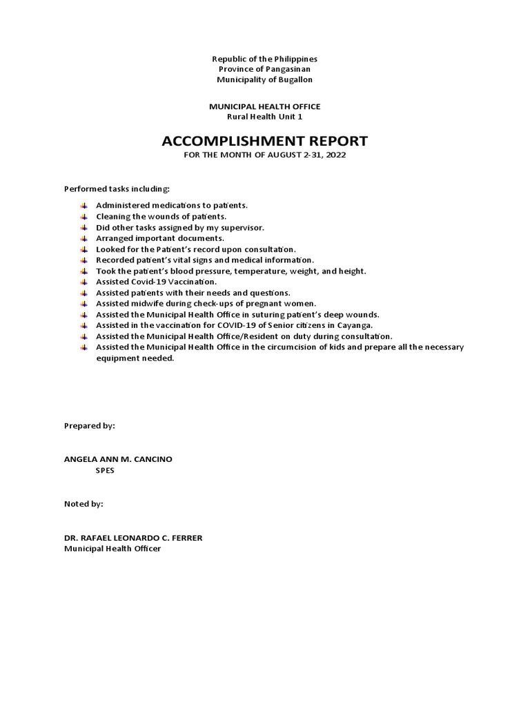 ACCOMPLISHMENT REPORT | PDF