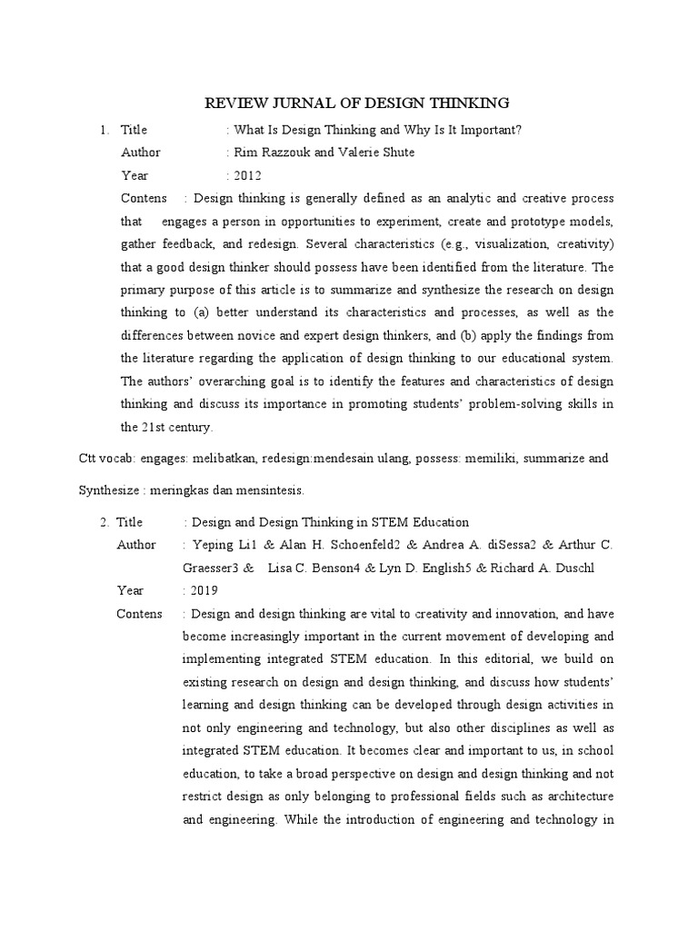 Review Jurnal of Design Thinking | PDF | Design | Design Thinking